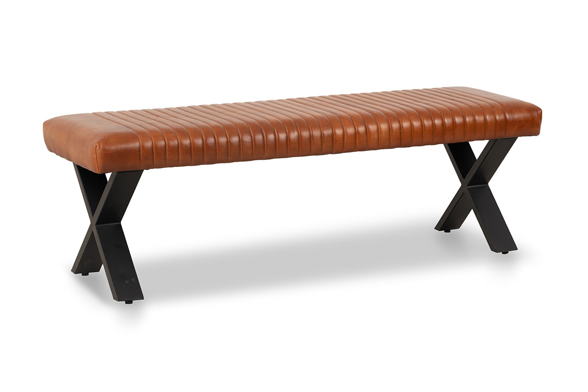 Carlin Brown Leather Bench - Michael Murphy Home Furnishing