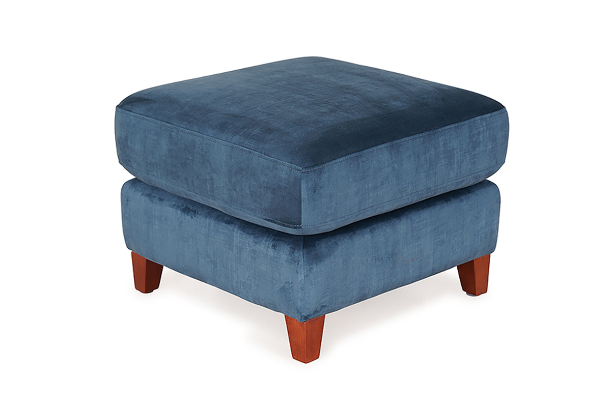 Langley Midnight Blue Velvet Footstool - Michael Murphy Home Furnishing