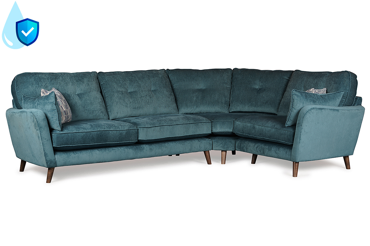 Ashford Teal Fabric RHF Corner Sofa - Michael Murphy Home Furnishing