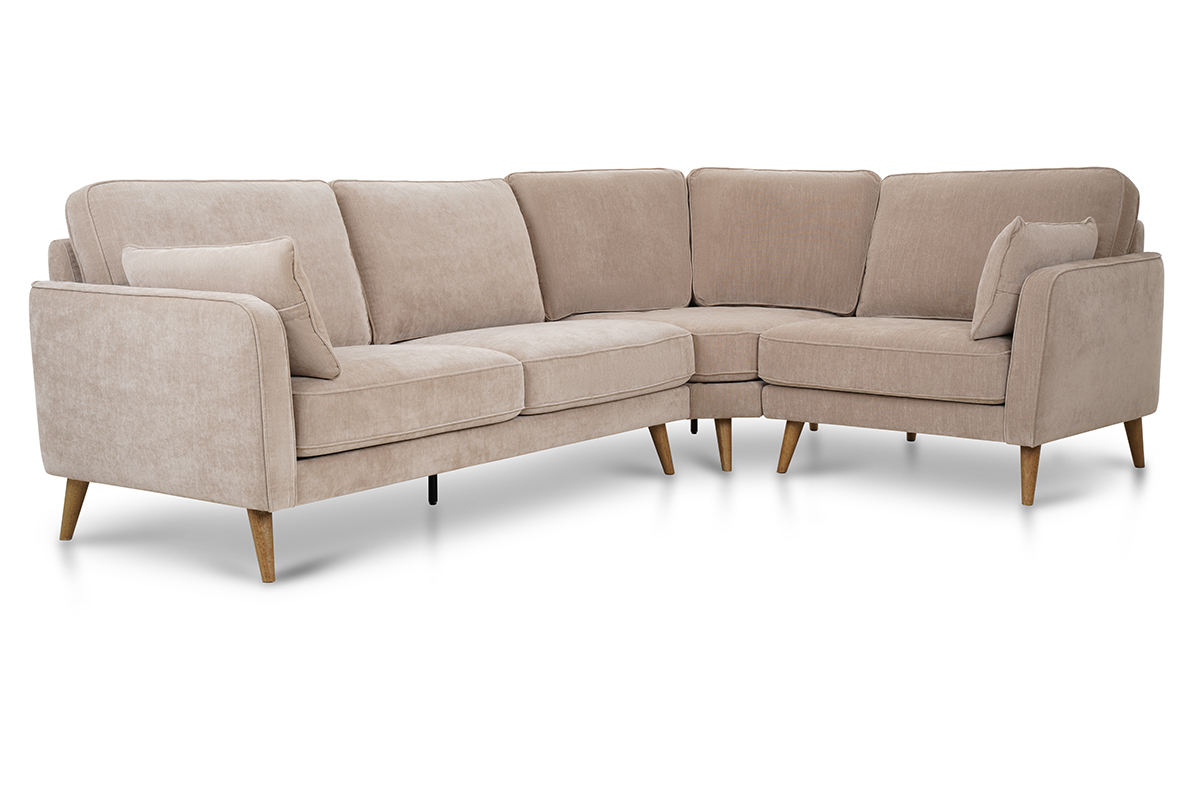 Retro Taupe Fabric RHF Corner Sofa - Michael Murphy Home Furnishing