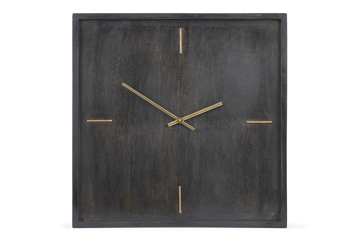 Square Wood Wall Clock Black 51cm - Michael Murphy Home Furnishing