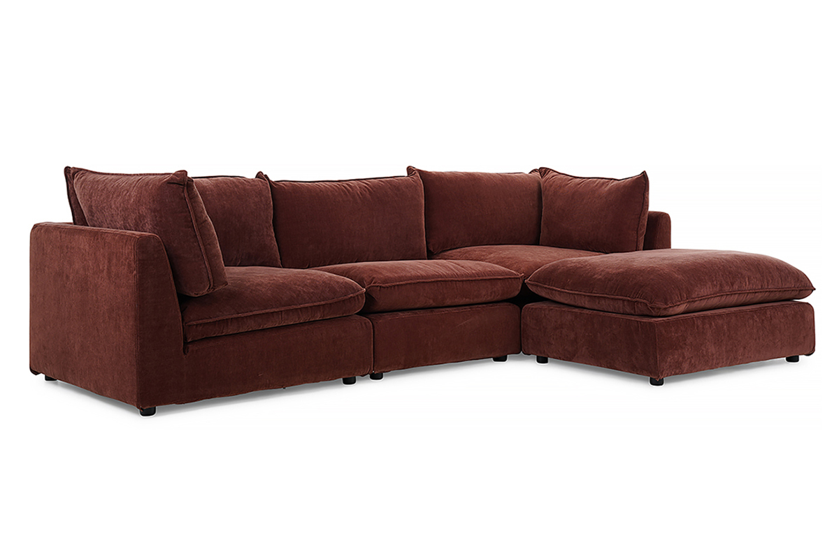 Manhattan Rust Fabric 3 Seater Chaise Sofa Michael Murphy Home Furnishing