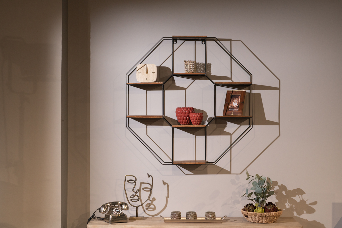 Octagon Wooden Base Wall Shelf - Michael Murphy Home Furnishing