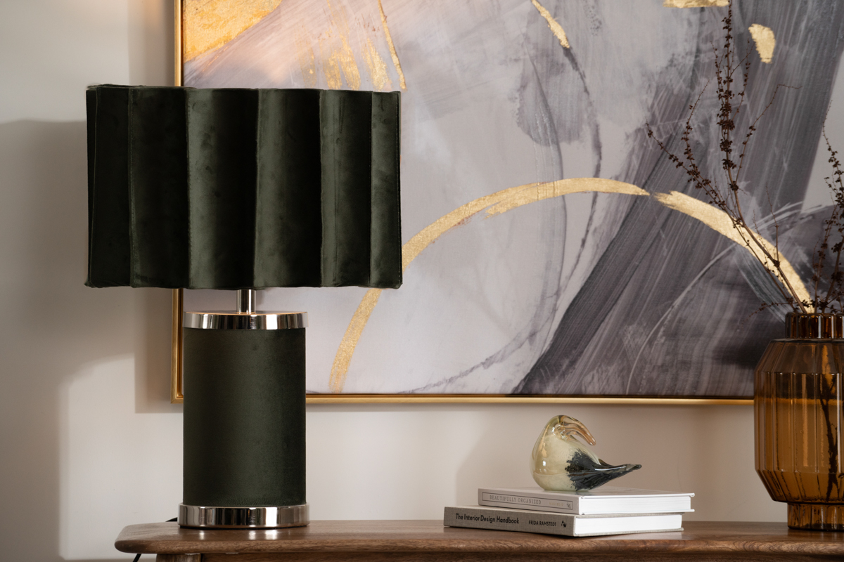 Velvet Concave Shade Table Lamp - Michael Murphy Home Furnishing