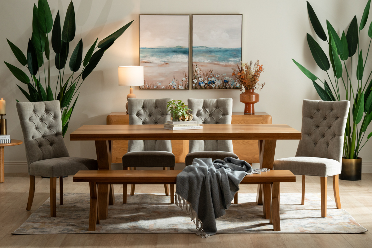 Granada Oak Dining Table X Leg 1.8m - Michael Murphy Home Furnishing