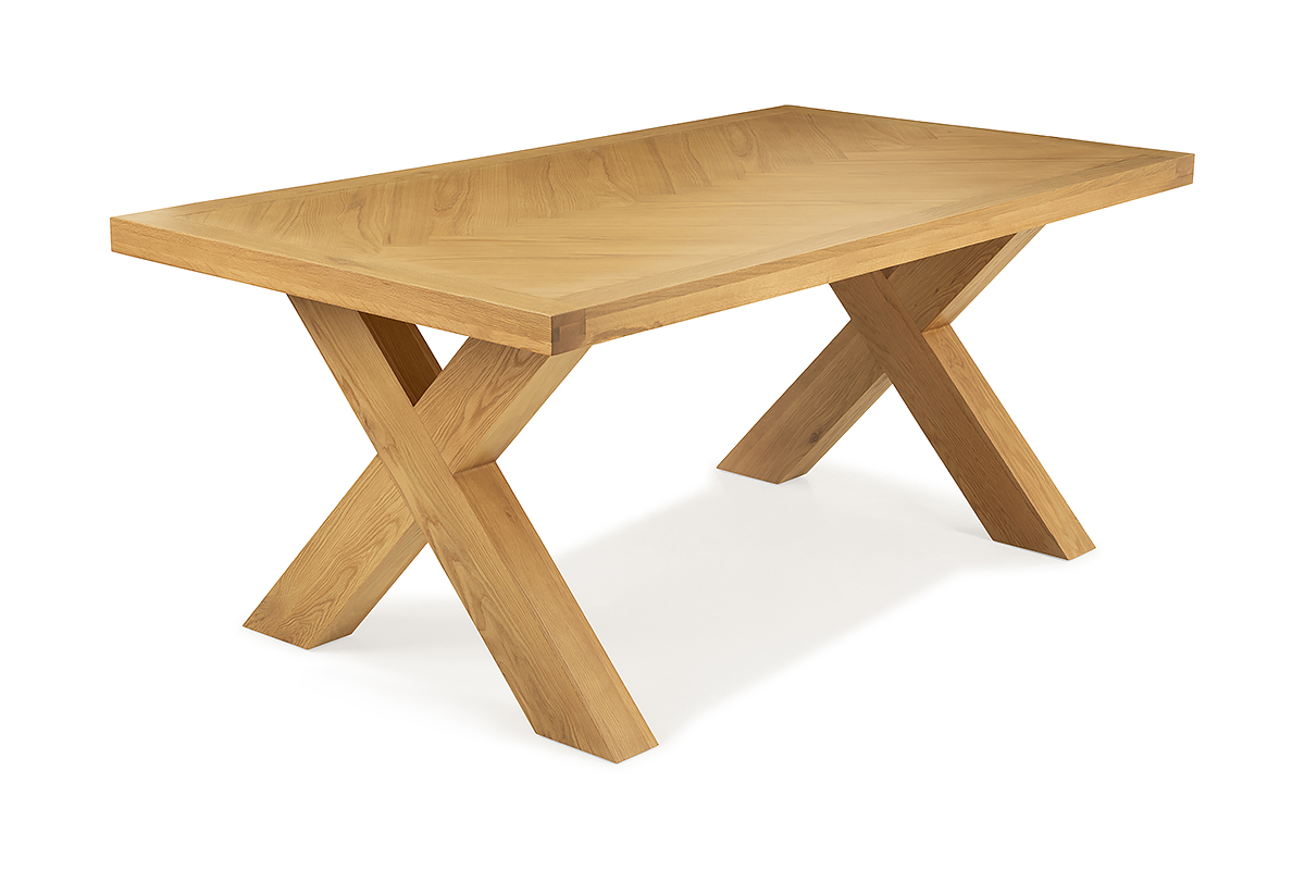 Granada Oak Herringbone Dining Table X Leg 1.8m - Michael Murphy Home ...