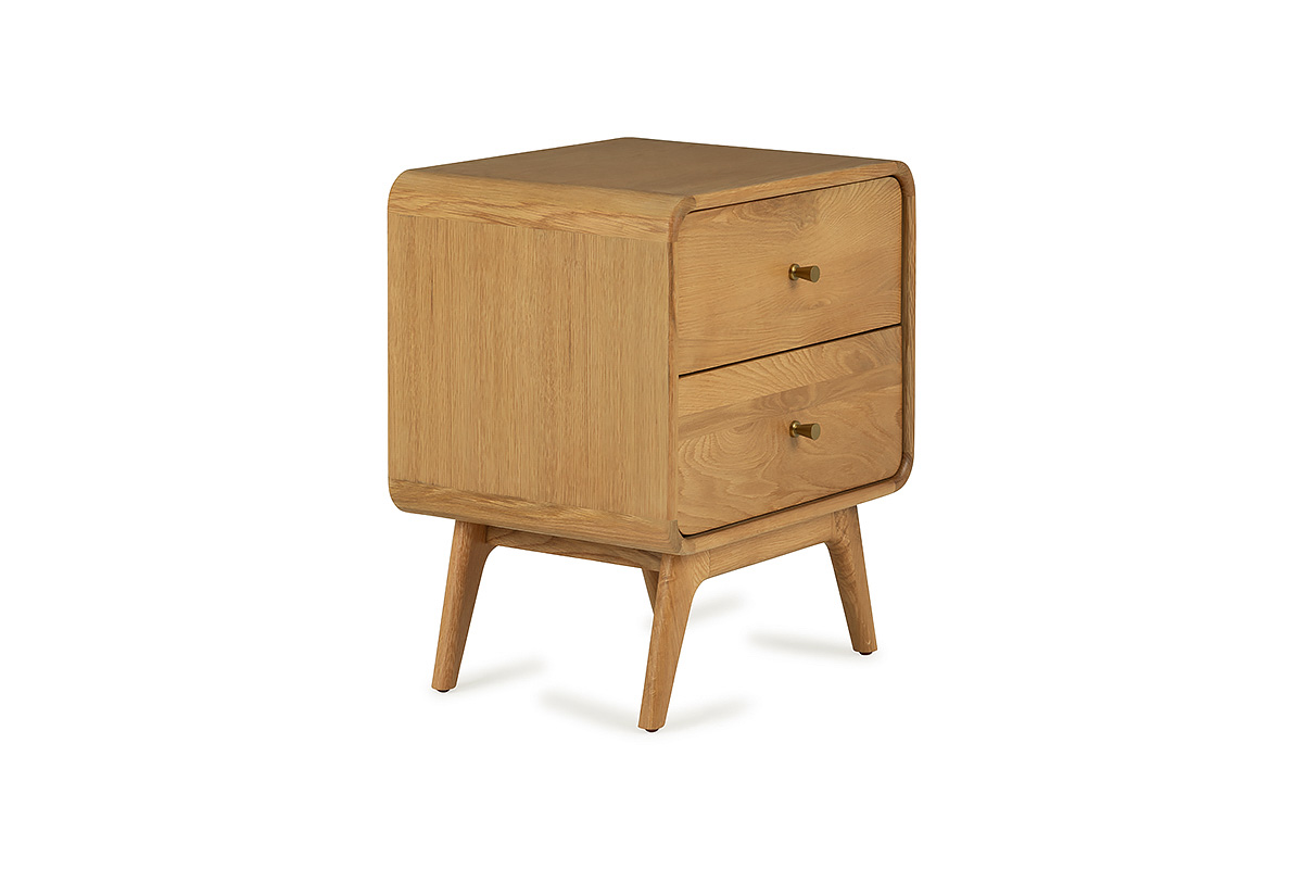 Poe Oak 2 Drawers Bedside Table - Michael Murphy Home Furnishing